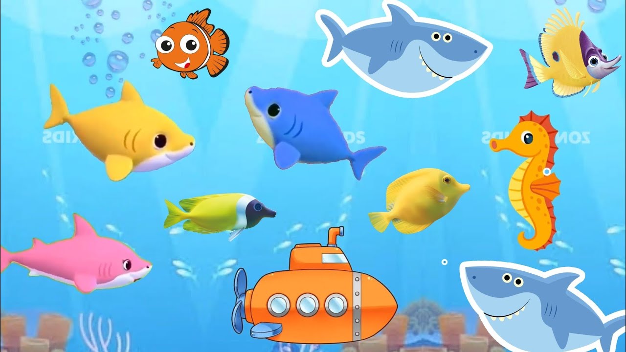 Baby Shark doo doo doo Nursery rhymes kids song | Animals Sea Dolphin ...
