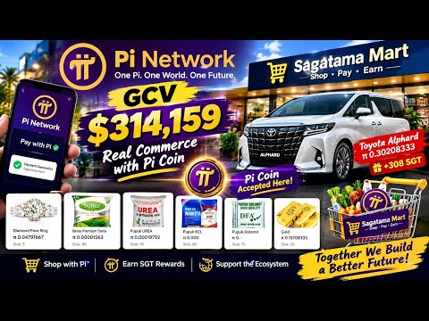 GCV $314,159: Pi Coin Real Commerce at Sagatama Mart | Pay with Pi on Mainnet! 🥧🚀