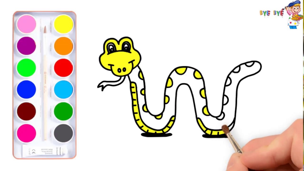 Bé Học Vẽ Tranh Và Tô Màu Con Rắn | How To Draw and Color a Snake For ...