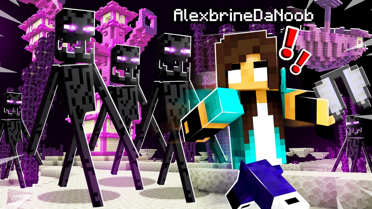 noob Girl RAIDS Minecraft End City... again!! - YouTube