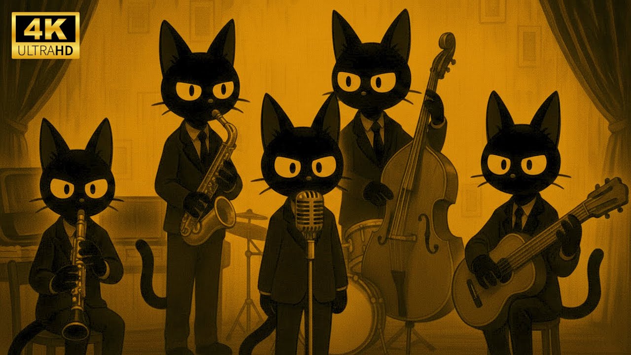 Noir Rooftop Cats — Deep Bass Jazz for Calm Work, Skyline Lights and ...