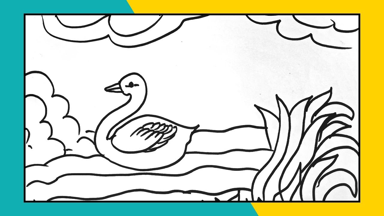 How to draw a Swan step by step || Swan scenery Drawing - YouTube