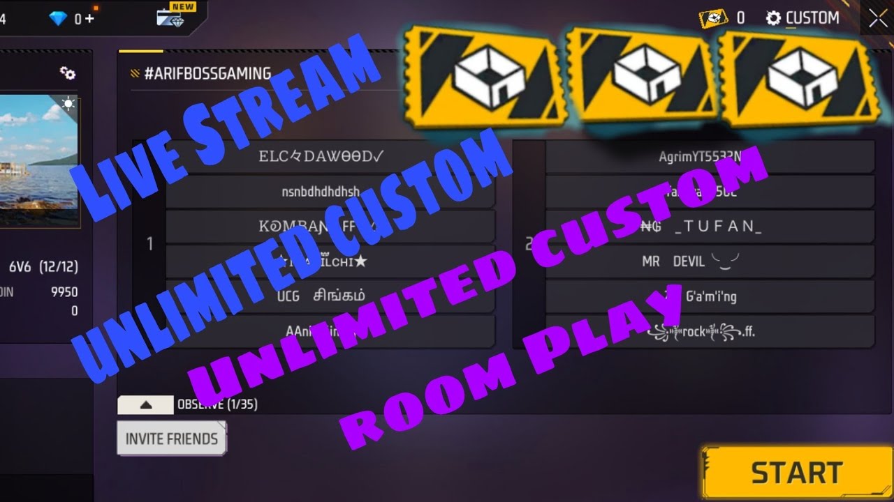 Free Fire Class squad custom live stream [Free Fire Class squad custom unlimited play my ...