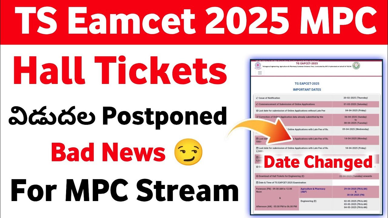 TS Eamcet 2025 MPC Hall Ticket Postponed | Ts eamcet 2025 mpc hall ...