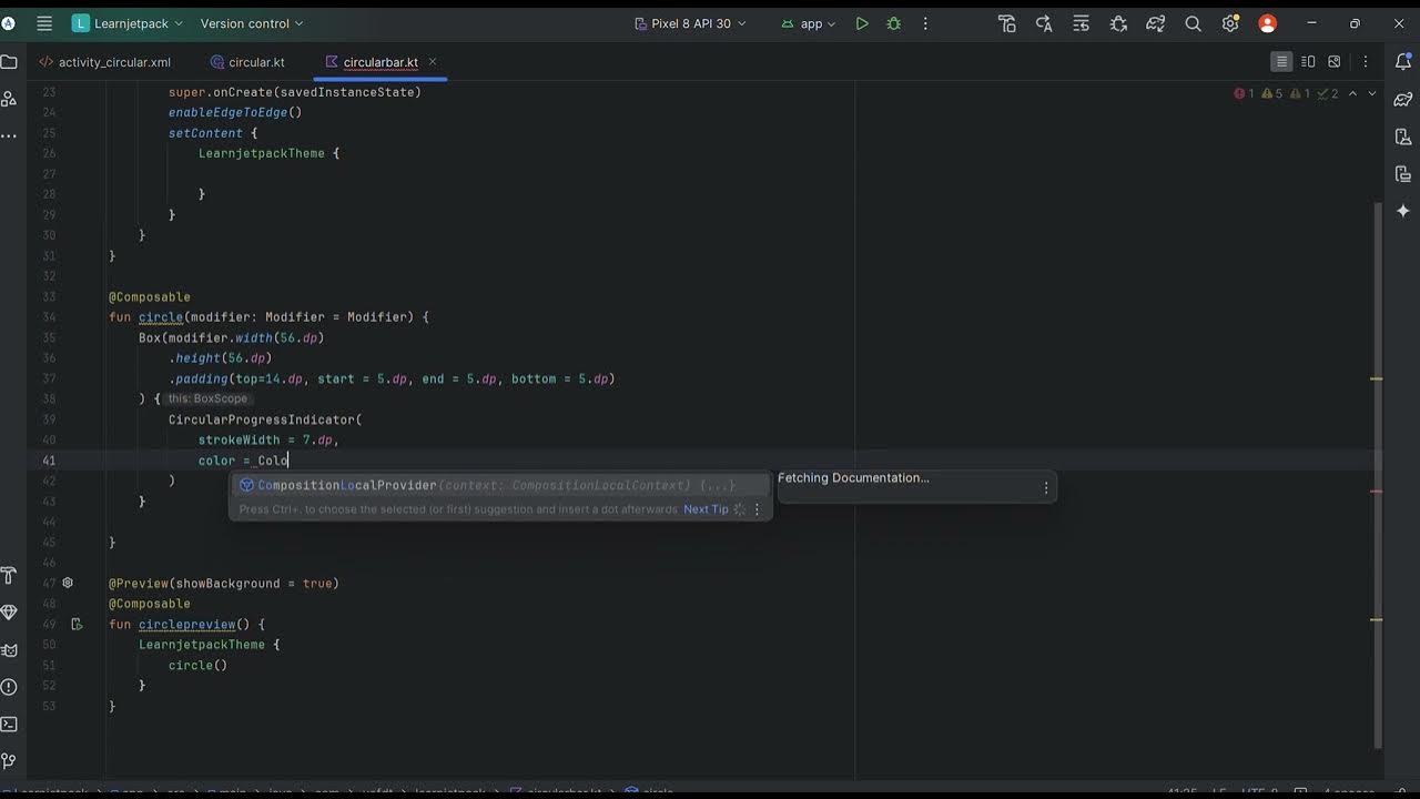 How to Create Circular Progress Indicator In Compose | How to use ComposeView in Activity ...