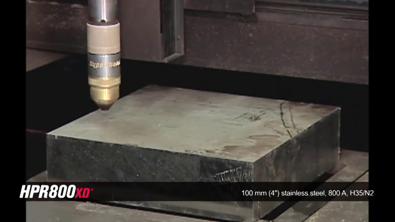 Hypertherm HPR800XD - 100mm 4in Stainless Steel Pierce Cut - YouTube
