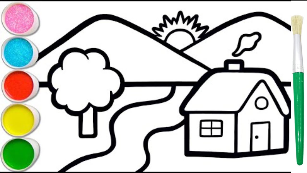 how to draw easy landscape scenery drawing, scenery drawing and ...