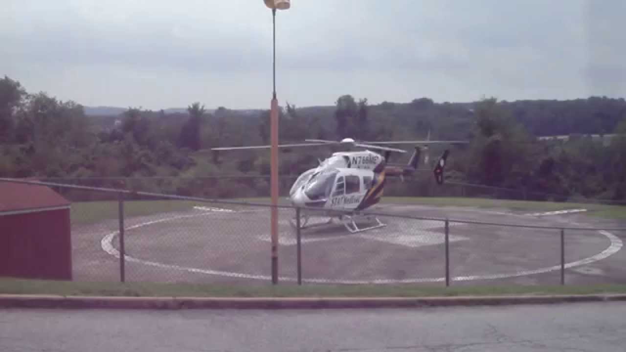 STAT MedEvac 11 N766ME Taking Off from Uniontown hospital - YouTube