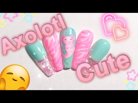 Axolotl nail art. (Cute collection no: 4) - YouTube