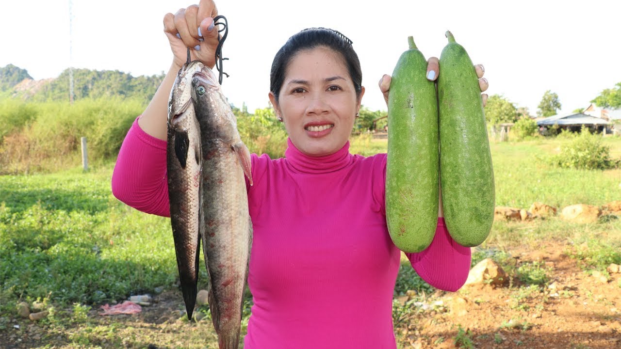 Awesome Cooking Fish W/ Wax gourd Beautiful Girl Cooking - Cook Fish ...