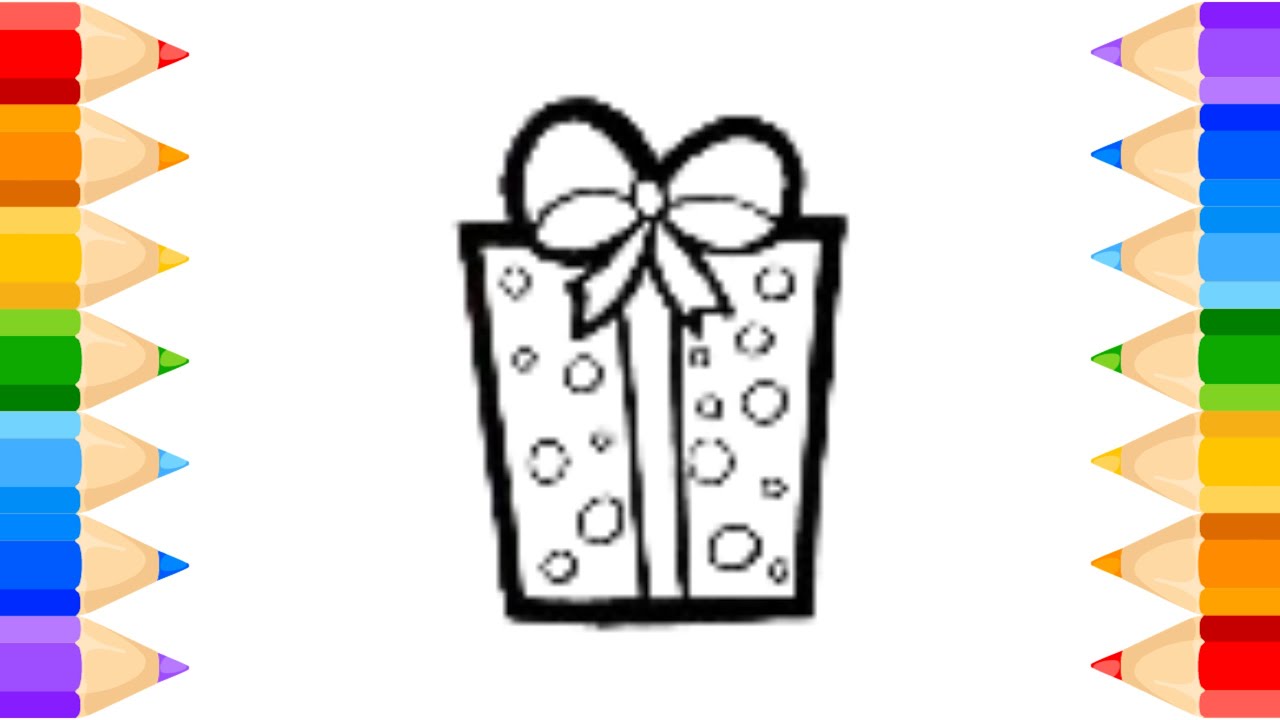 How To Draw Gift Box Drawing, Painting & Coloring For Kids and Toddlers ...