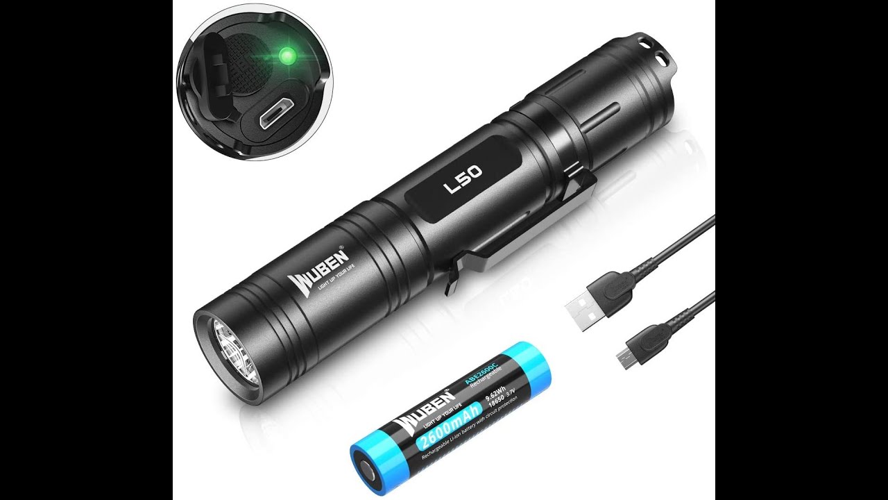 WUBEN USB Rechargeable LED Flashlight Super Bright 1200 Lumen - YouTube