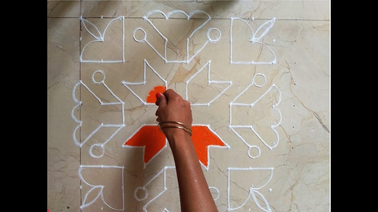 Shaded Dots Rangoli Design | 10 by 10 Dots Rangoli Design | 10 dots ...
