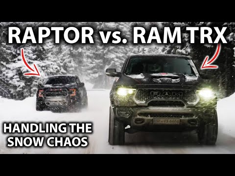 JURASSIC PARK: Ford Raptor vs Dodge Ram TRX snow chaos VLOG - Can they handle SNOW - OG Schaefchen