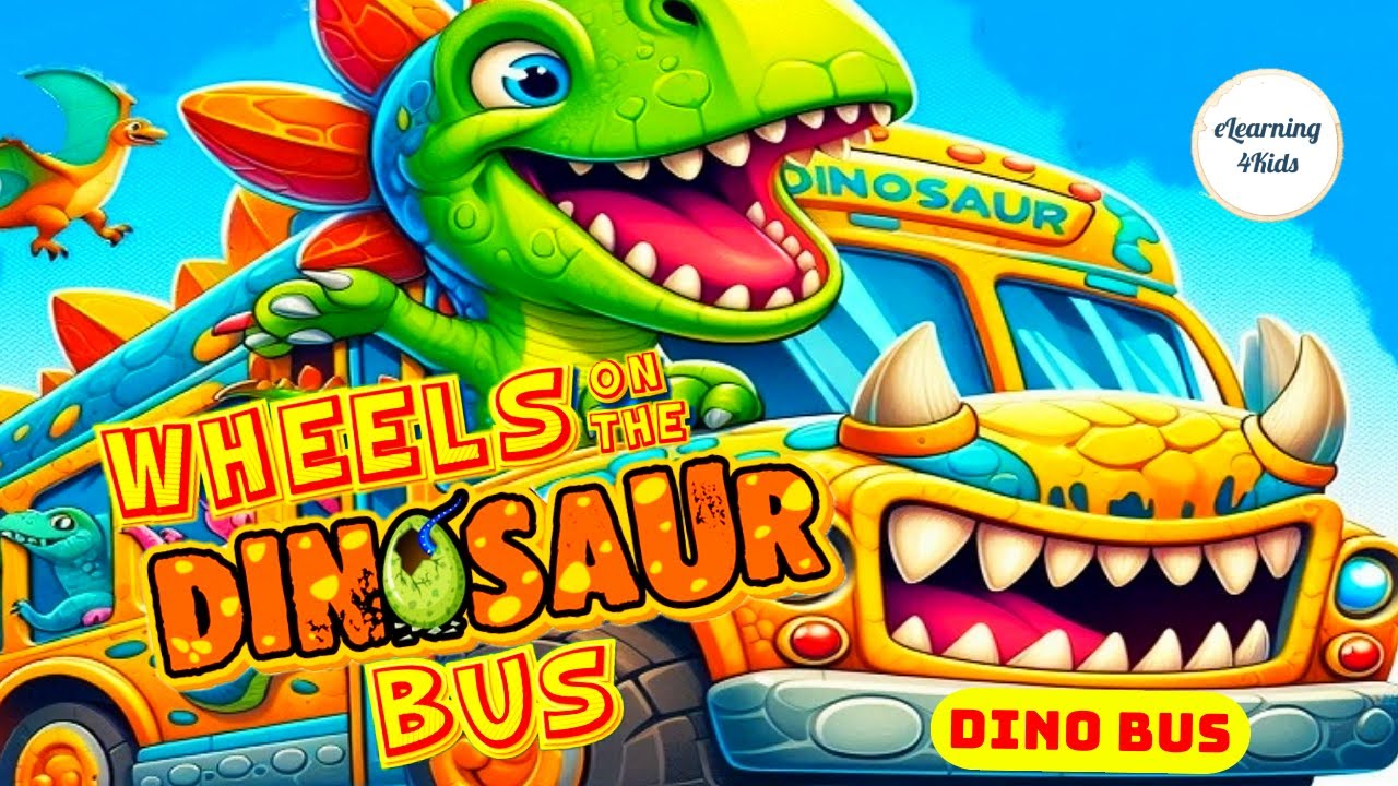 Wheels on the Bus (Dino Version)! | Nursery Rhymes & Kids Songs ...