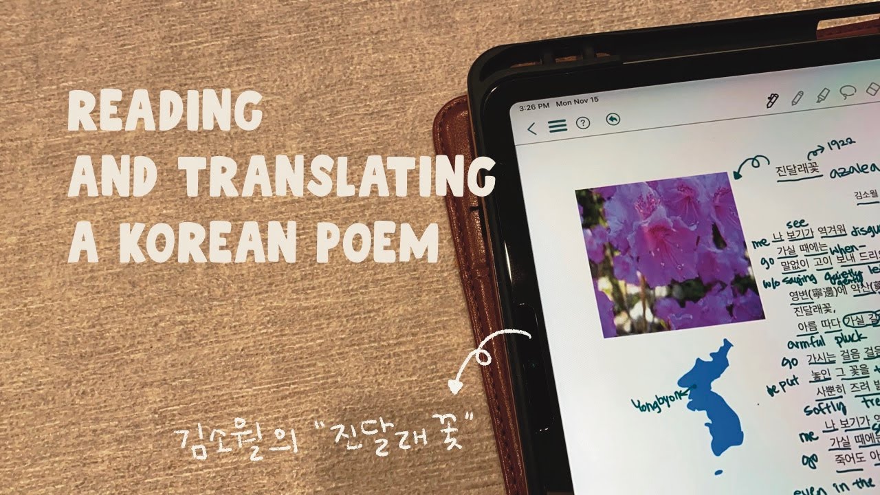 Reading and translating Korean poem "Azaleas" by Kim Sowol | iPad ...