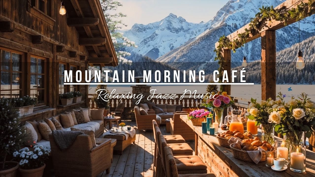 Mountain Morning Café ️ Warm Drinks with Winter Peaks View - YouTube