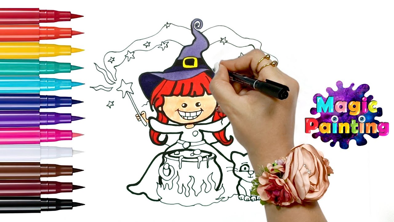 Drawing and coloring Wizard 🪄 🎩🎨🧙🏼‍♀️🪄 painting for kids|Toddlers 🌈🎨 ...