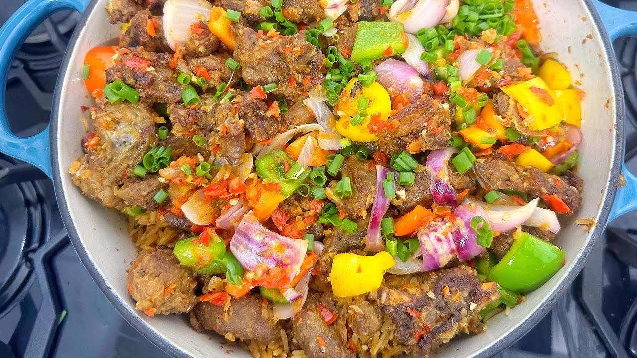 ASUN RICE|PEPPERED GOAT MEAT RICE - YouTube