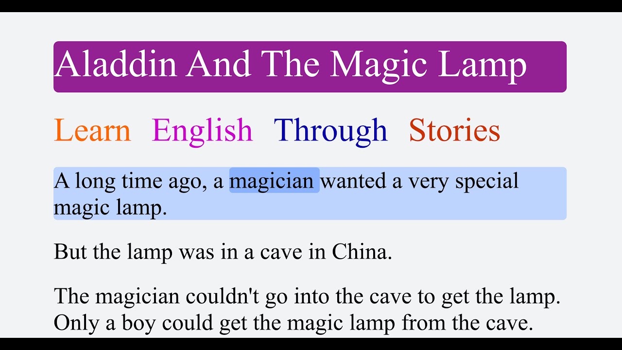 Aladdin and the magic lamp | Learn English Through Short Stories ...