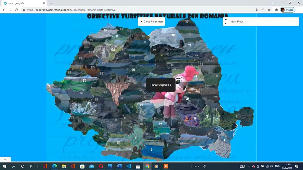 Harta ilustrativ interactiva Obiective turistice naturale din Romania ...