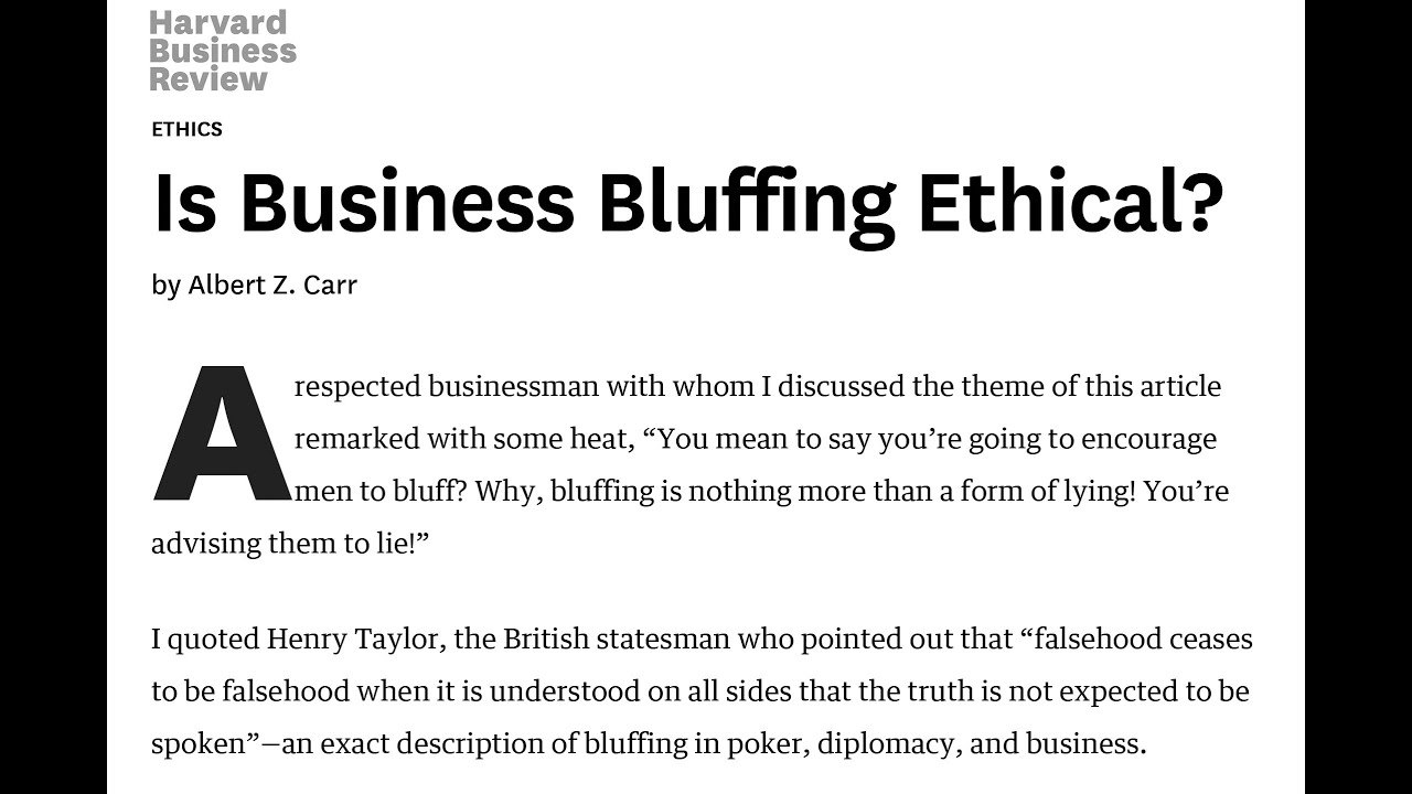 Dilemma: Is Business Bluffing Ethical (w/ Discussion) - YouTube