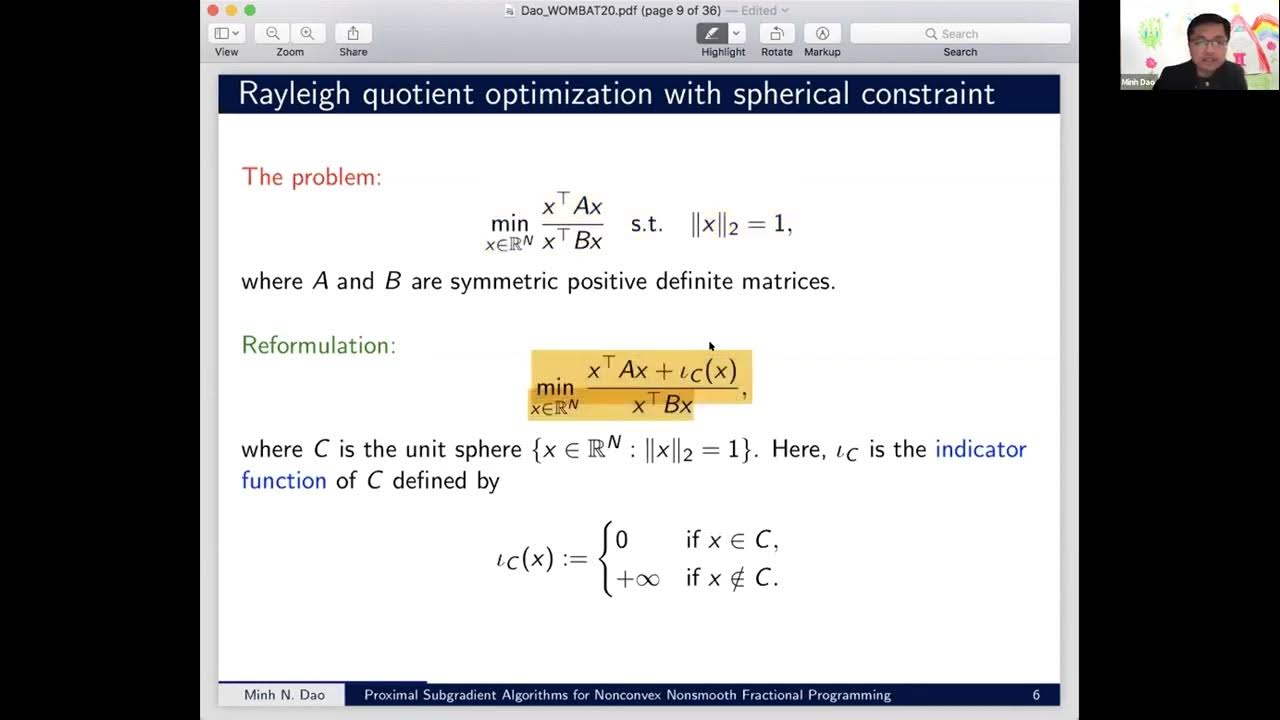 Minh Dao: Proximal subgradient algorithms for nonconvex nonsmooth fractional programming - YouTube
