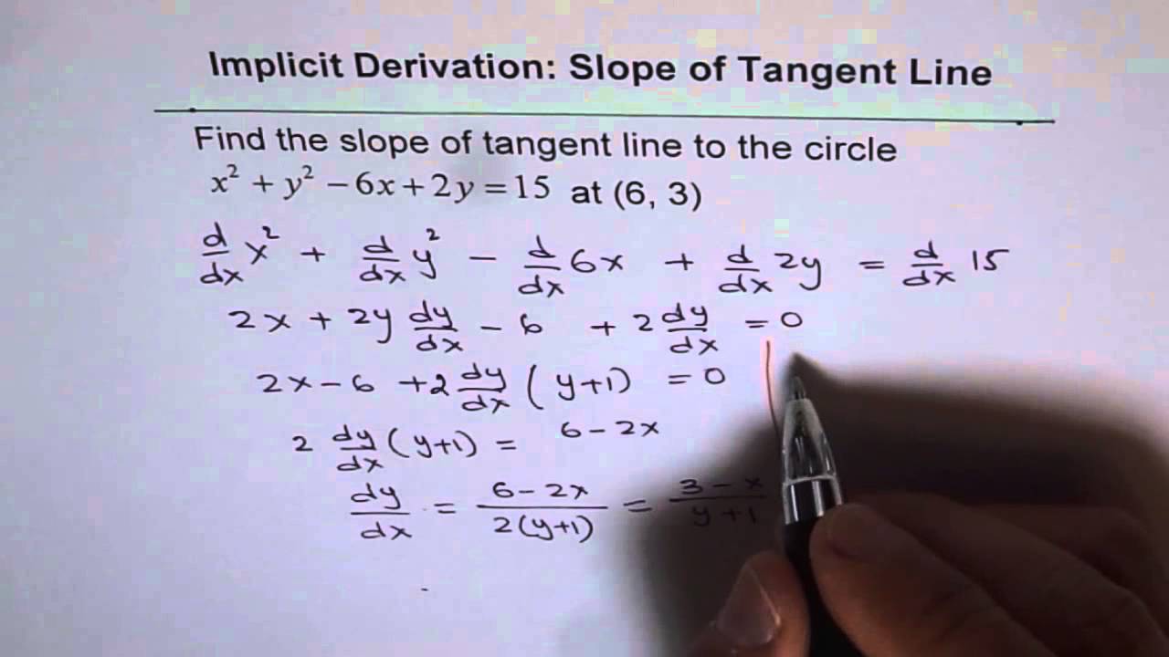 Implicit Derivative Slope Circle -GCSE-EDEXCEL-SAT - YouTube