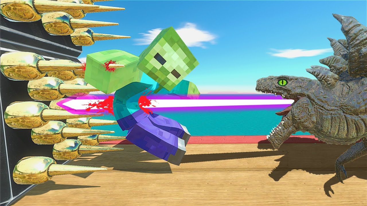 Giant Zombie Push Into Spike Trap Wall Challenge By Zilla Atomic Breath ...