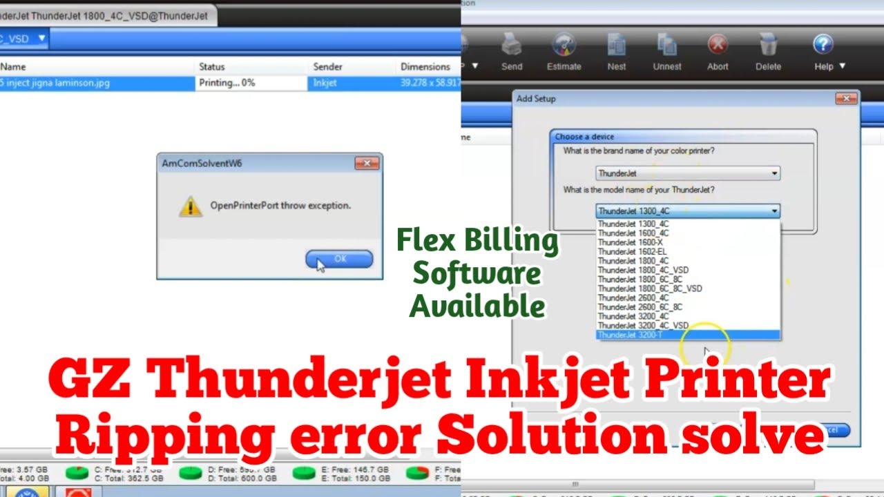 GZ Thunderjet Inkjet Printer Ripping error Solution solve # ...