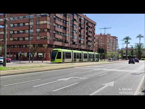 Tranvía de Murcia por la Avenida Juan Carlos I.