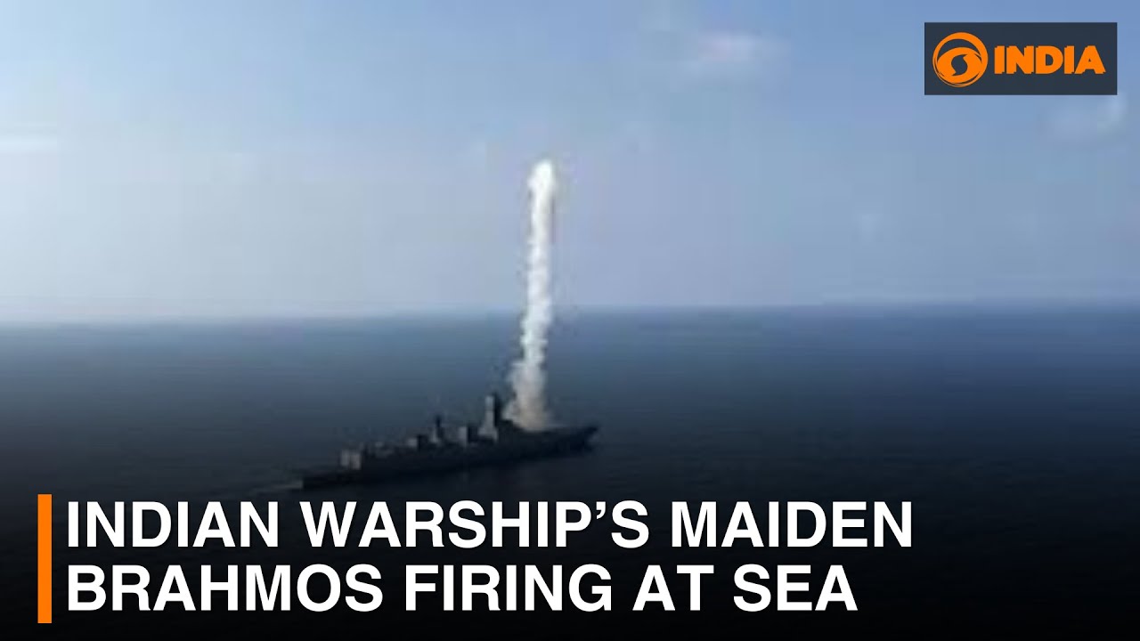 Indian warship’s maiden BrahMos firing at sea || DD India News Hour @ 9 ...