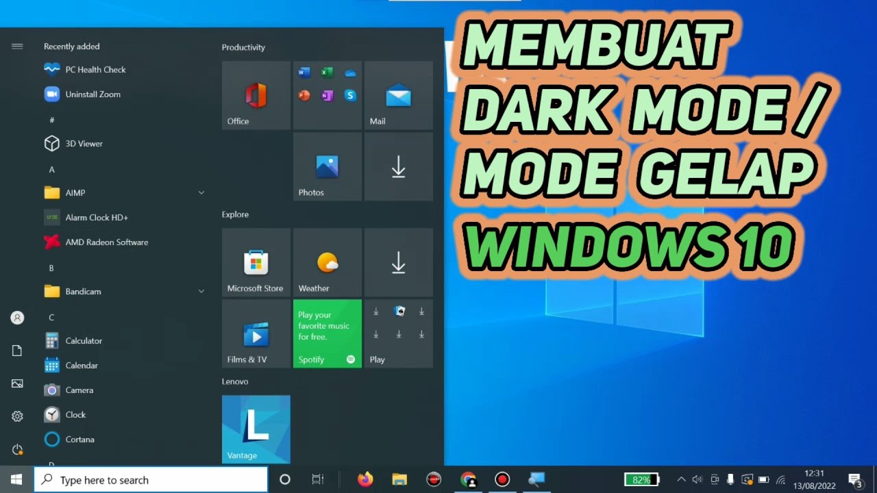 Cara Mengubah Tampilan Windows 10 ke Mode Gelap / Dark Mode - YouTube