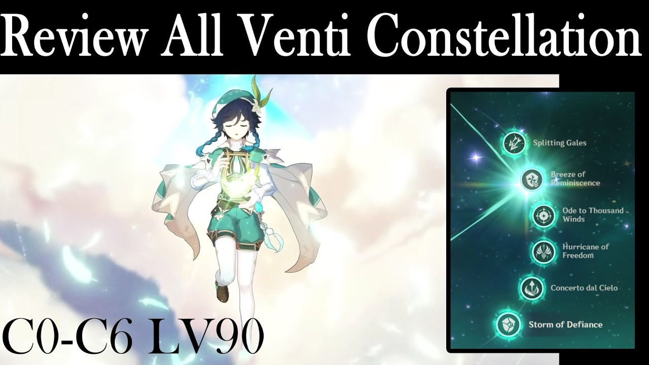 Venti all constellation review - from C0 to C6 - Genshin impact - YouTube