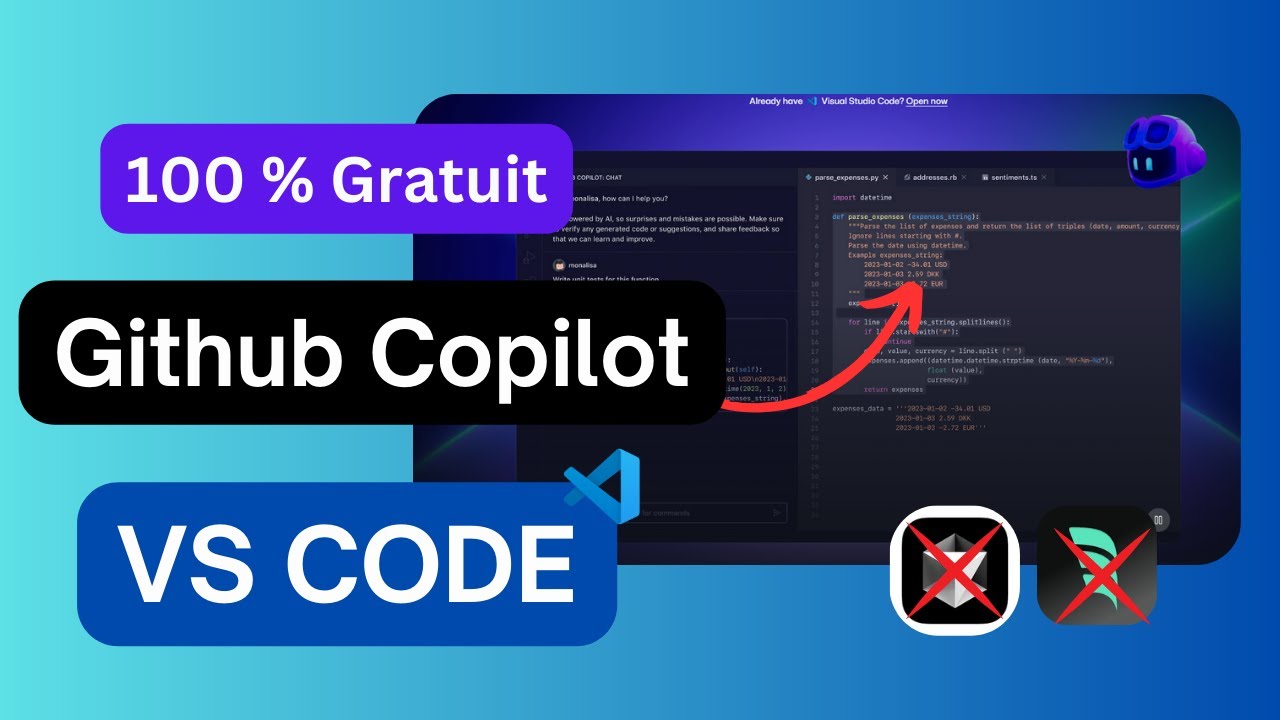 IA : GitHub Copilot GRATUIT pour VS Code ! Adieu Cursor, Windsurf ! - YouTube