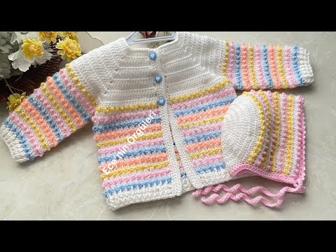 Cute Crochet Baby Cardigan /Tığ işi Şirin Bebek Hırkası /0-6 ay