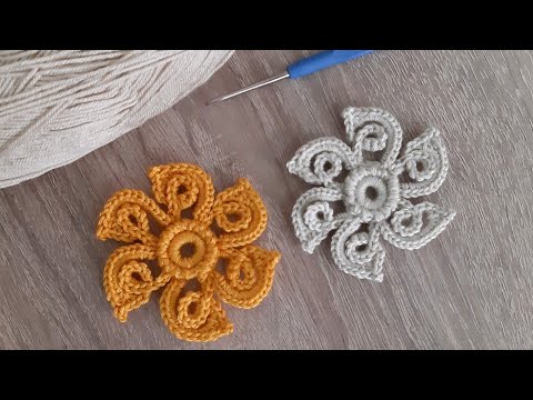 Kabartmalı 3d tığ işi örgü çiçek yapılışı #örgüsüslemeçiçeği #knit #flower