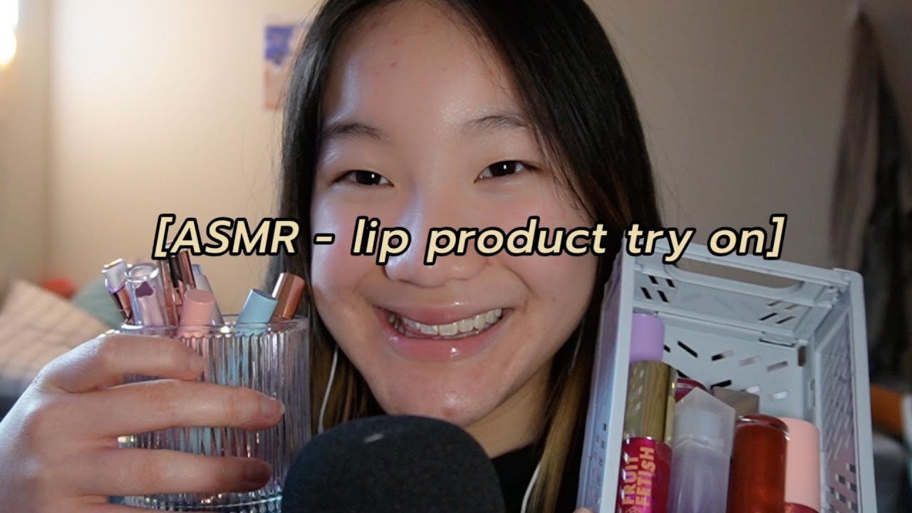 [ASMR] try on lip products with me! | slow, gentle, lip gloss pumping ...