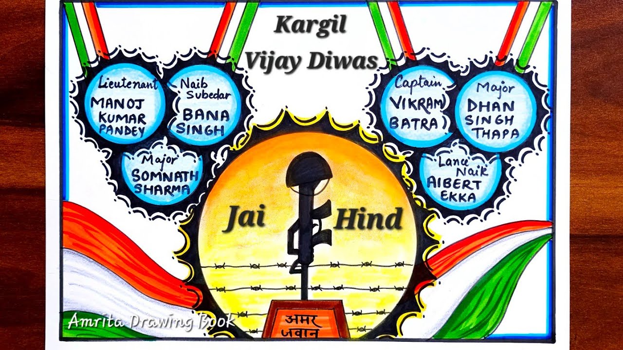 Kargil Vijay Diwas Poster drawing | Vijay Diwas drawing | How to Draw ...