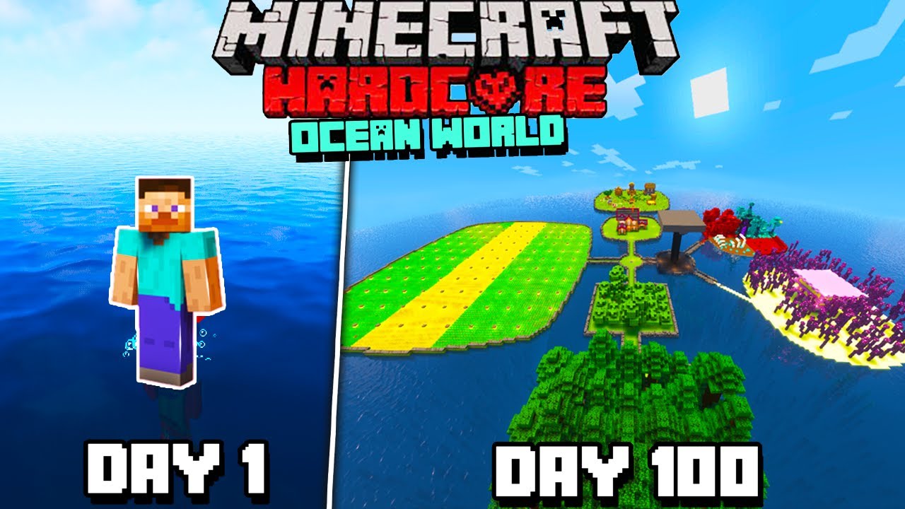 I Survived 100 Days In OCEAN Only World In Minecraft Hardcore (HINDI ...