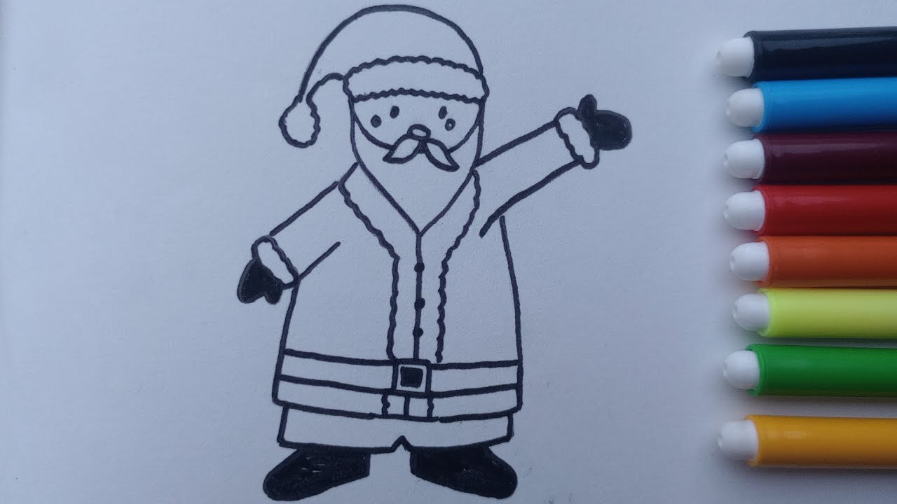Learn How To Draw A Cute Santa Claus Easy Steps For Kids || Drawing ...
