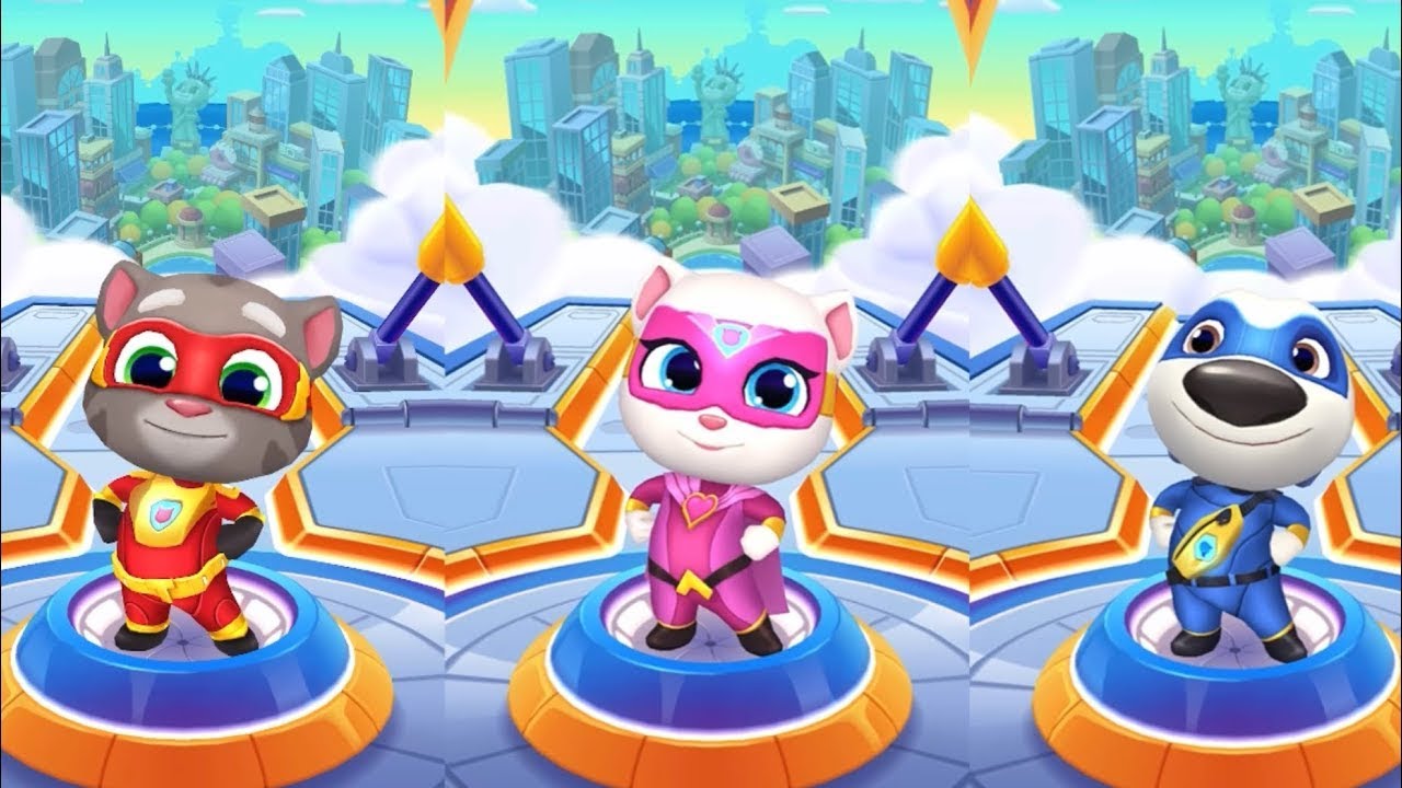 Talking Tom Hero Dash - Hero - 2 x Gameplay Android and IOS - YouTube