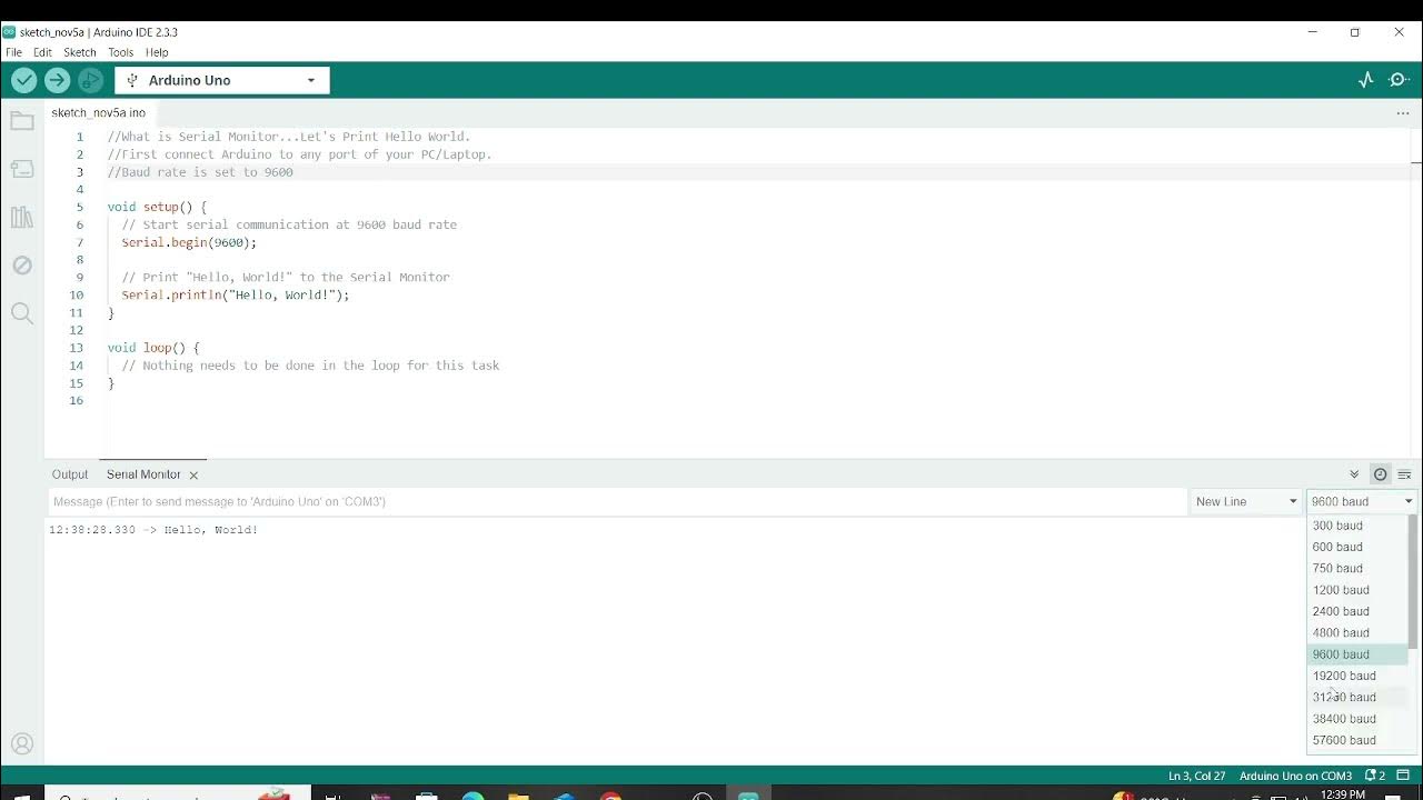 How to Print Hello World on Arduino Serial Monitor || Arduino for ...