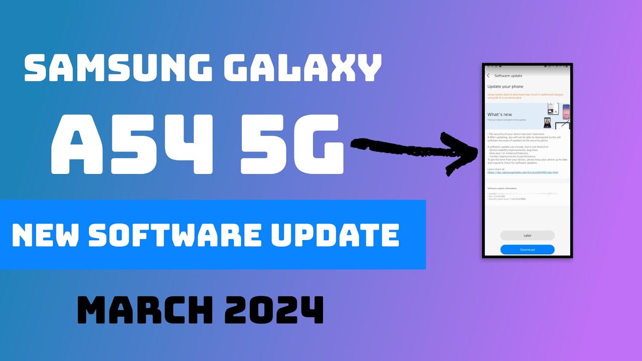 Samsung Galaxy A54 5G New Update March 2024 | Samsung A54 New Software Update - YouTube