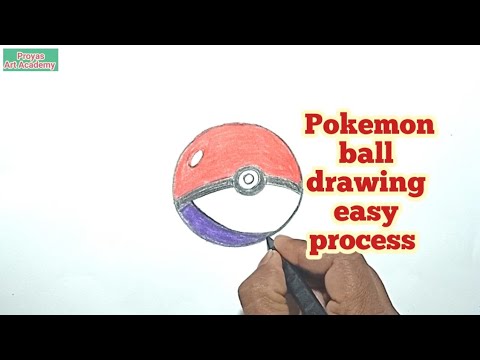 How to draw a Pokemon ball/ Pokemon ball drawing colour shade - YouTube
