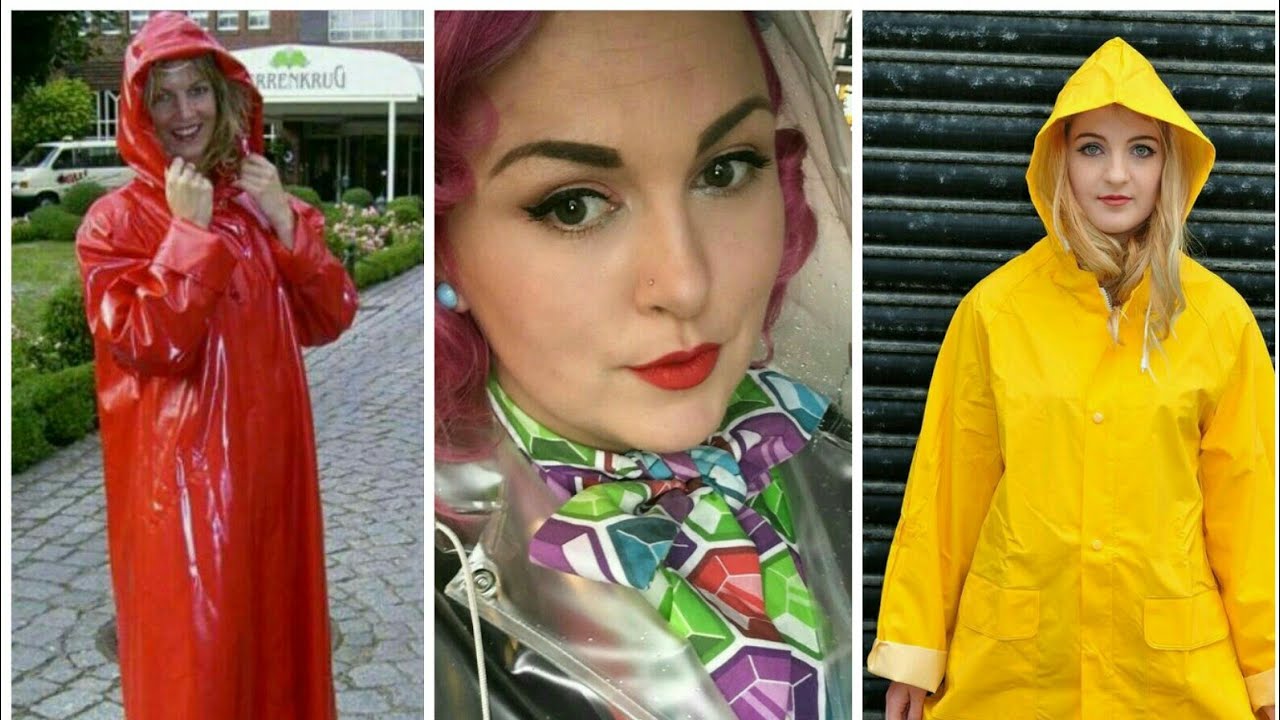 Shiny vinyl raincoat and rain mack - YouTube