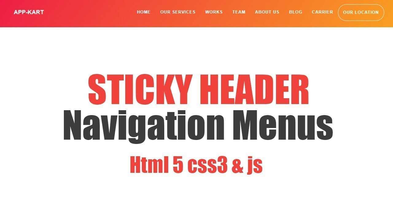 Responsive And Sticky Header Menu Using HTML CSS And JavaScript Part-I ...