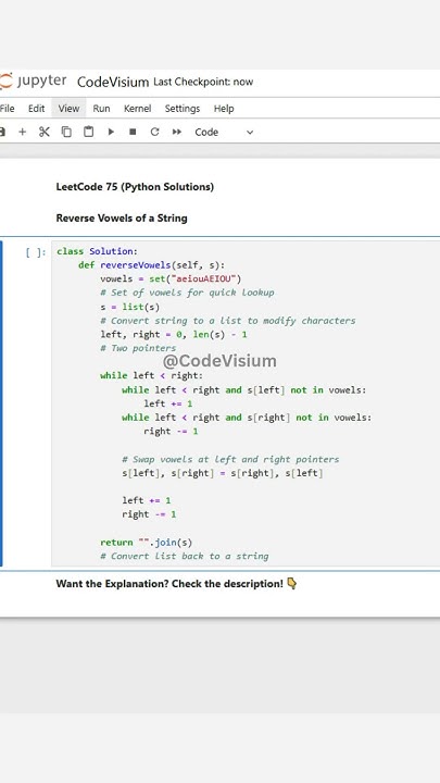 🔄 Reverse Vowels in a String | Leetcode 75 Explained! 🚀 #Python #Leetcode #CodingShorts - YouTube