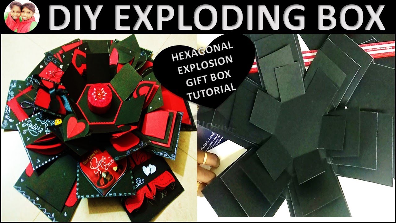 Hexagonal Explosion Gift Box Tutorial in Tamil/How to make Explosion Gift Box/Explosion Box ...
