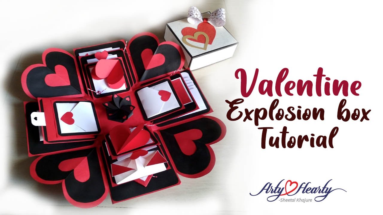 Valentine explosion box tutorial-Arty Hearty-Sheetal Khajure - YouTube
